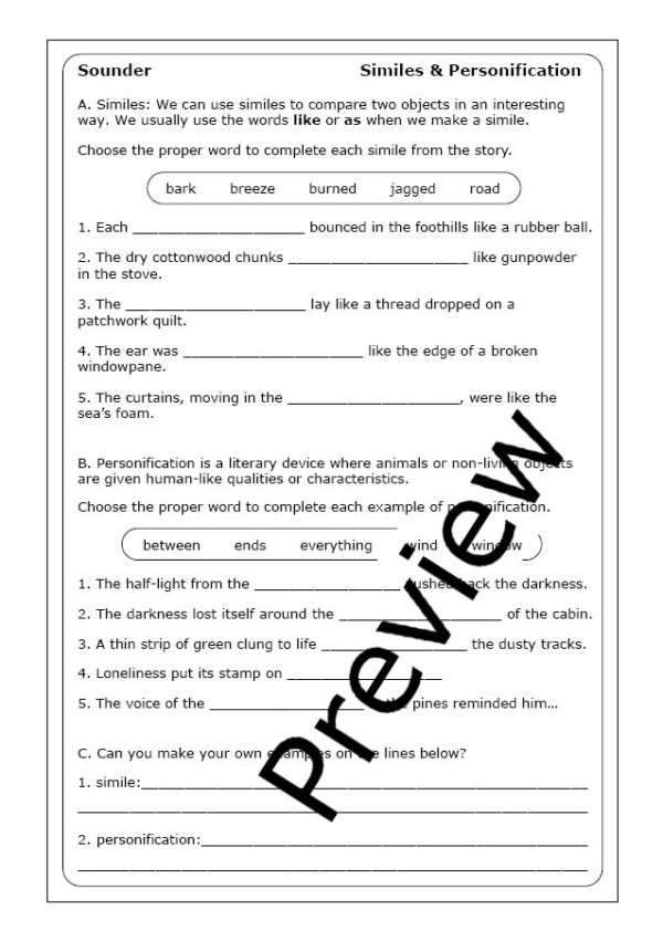 William H. Armstrong "Sounder" worksheets | Made By Teachers