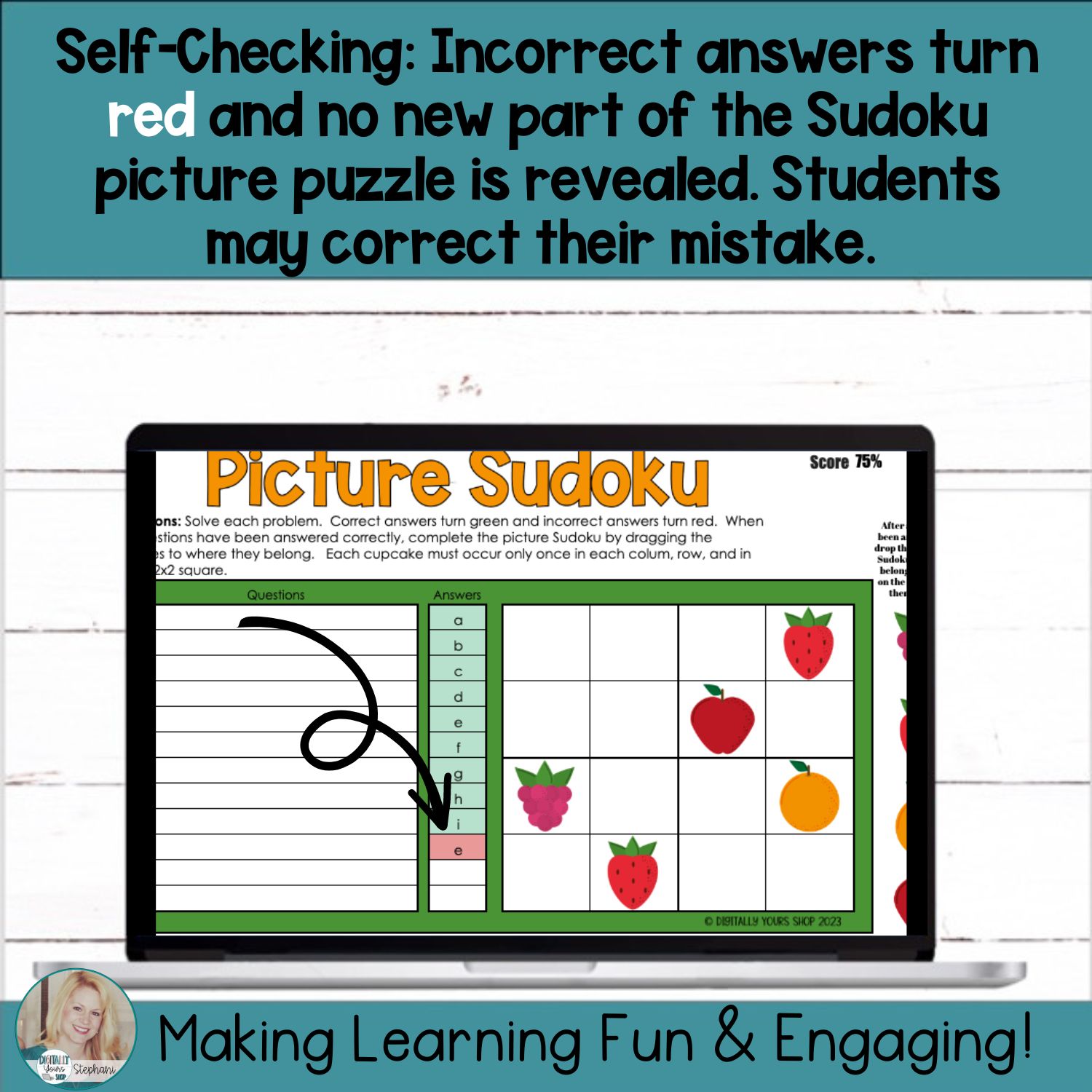 Editable Customizable Self-Checking Template Digital Activity Picture ...