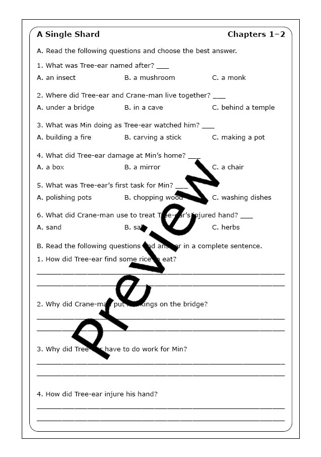 Linda Sue Park "A Single Shard" worksheets | Made By Teachers