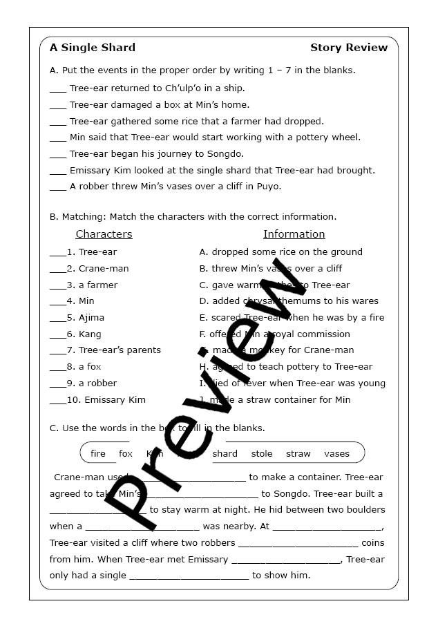 Linda Sue Park "A Single Shard" worksheets | Made By Teachers