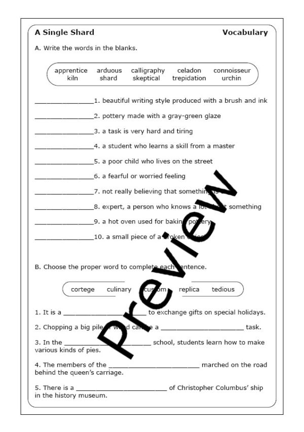 Linda Sue Park "A Single Shard" worksheets | Made By Teachers