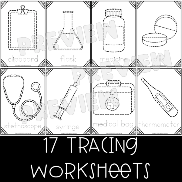 Community Helpers Hospital Tracing Worksheets Fine Motor Activity ...