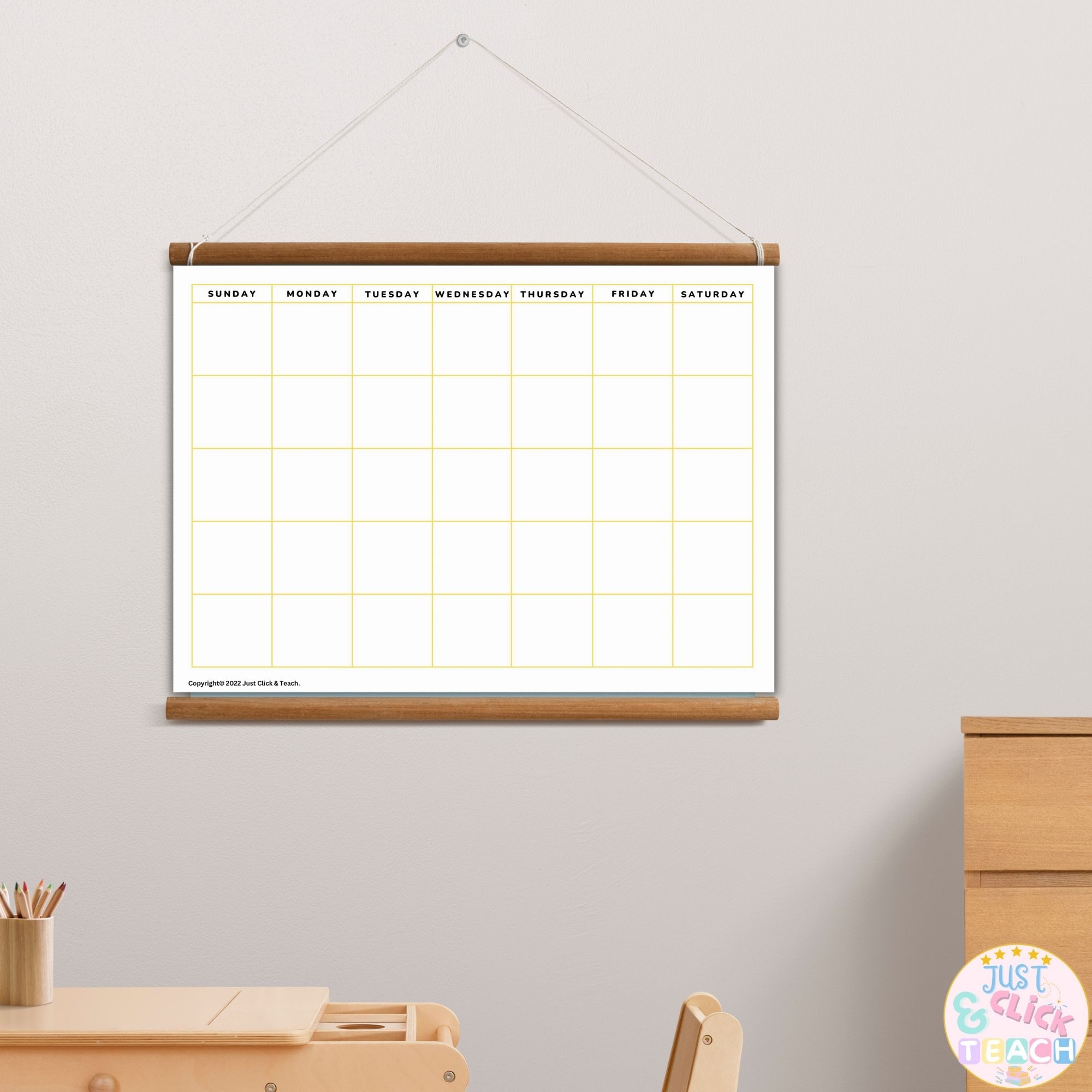 Monthly Colored calendars- sunday begins size A3 | Made By Teachers