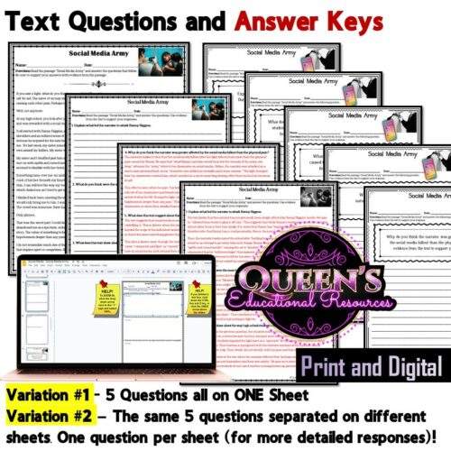 Social Media Reading Passage and Activities | Social Media Worksheets ...