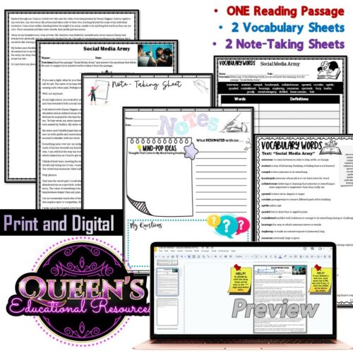 Social Media Reading Passage and Activities | Social Media Worksheets ...