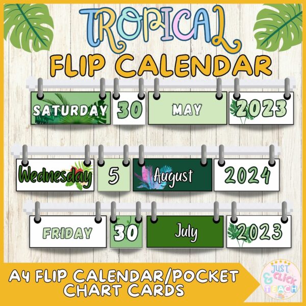 Flip Calendar | Tropical Classroom flip calendar | Made By Teachers