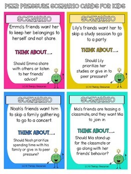 Peer Pressure Scenario Cards for Kids I Red Ribbon Week Lesson ...