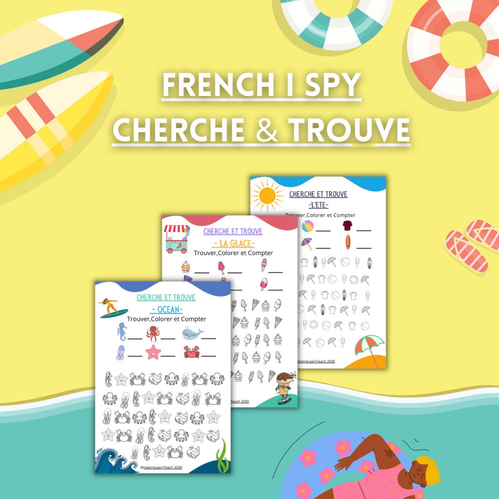 FRENCH I spy Cherche et trouve! Trouver,Colorer et Compter! L'été ...