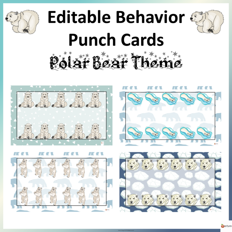 Editable Behavior Punch Cards Polar Bear Theme | Made By Teachers