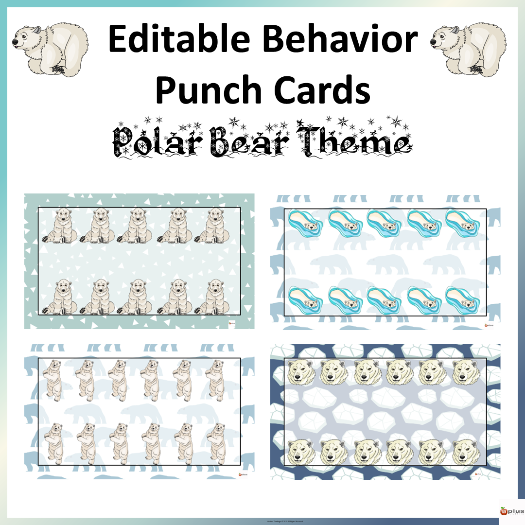 Editable Behavior Punch Cards Polar Bear Theme | Made By Teachers