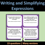 Writing, Simplifying and Evaluating Expressions Re | Made By Teachers