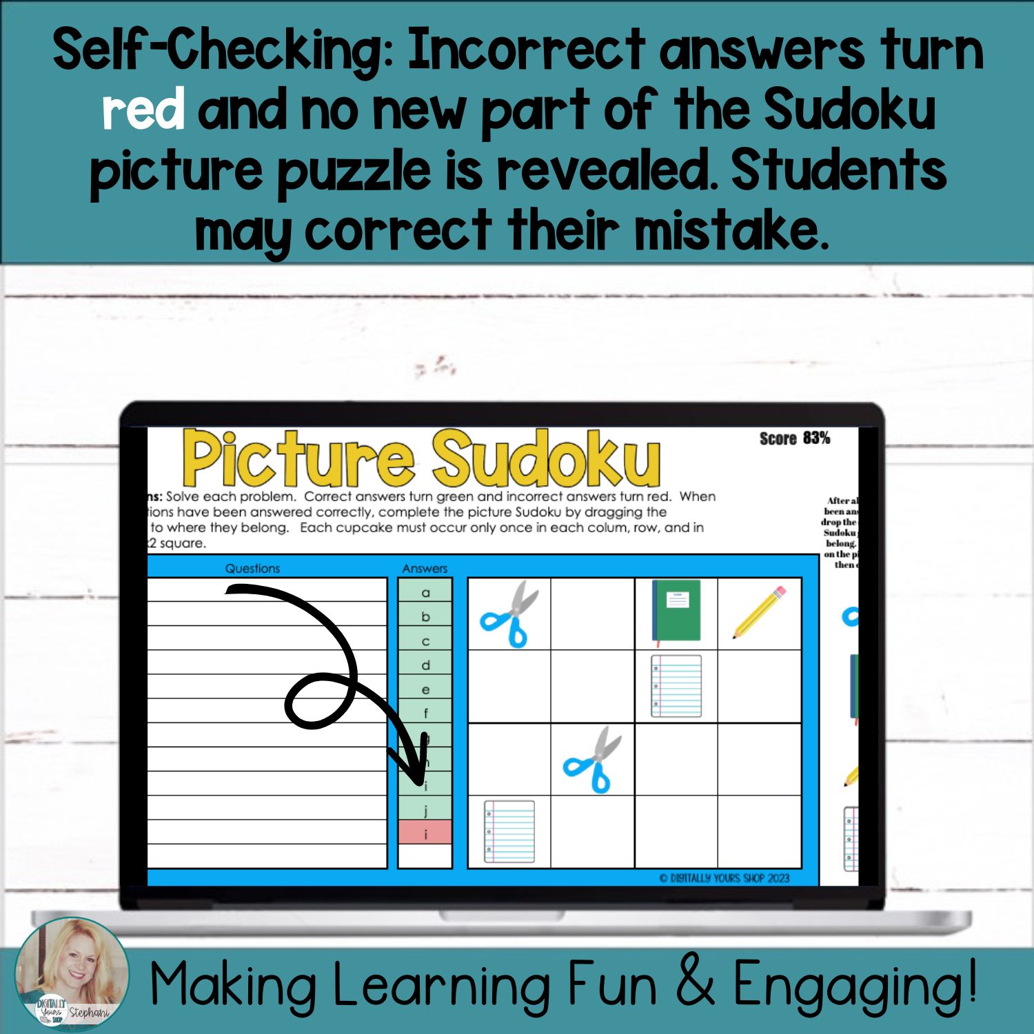 Editable Customizable Self-Checking Template Digital Activity Picture ...