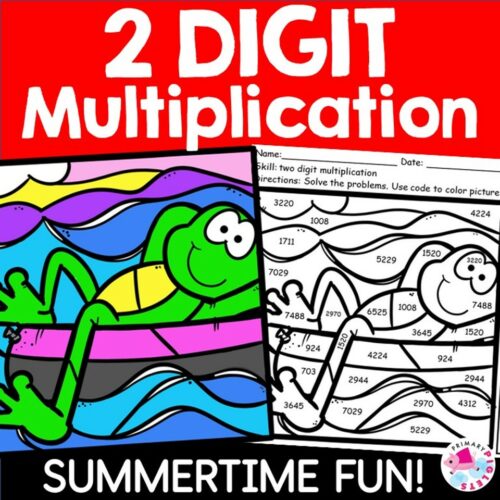 Summer 2 digit Multiplication Color by Number Code | Made By Teachers