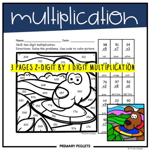 Summer 2 digit Multiplication Color by Number Code | Made By Teachers