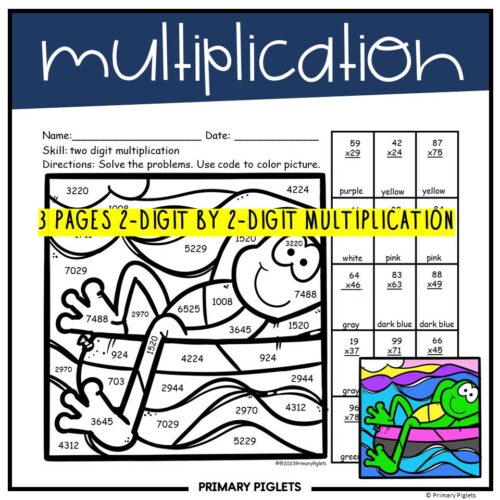 Summer 2 digit Multiplication Color by Number Code | Made By Teachers
