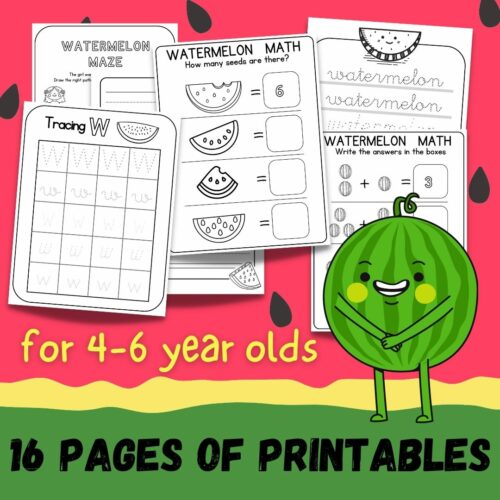 16 pages of watermelon themed printables,math,english & drawing for ...