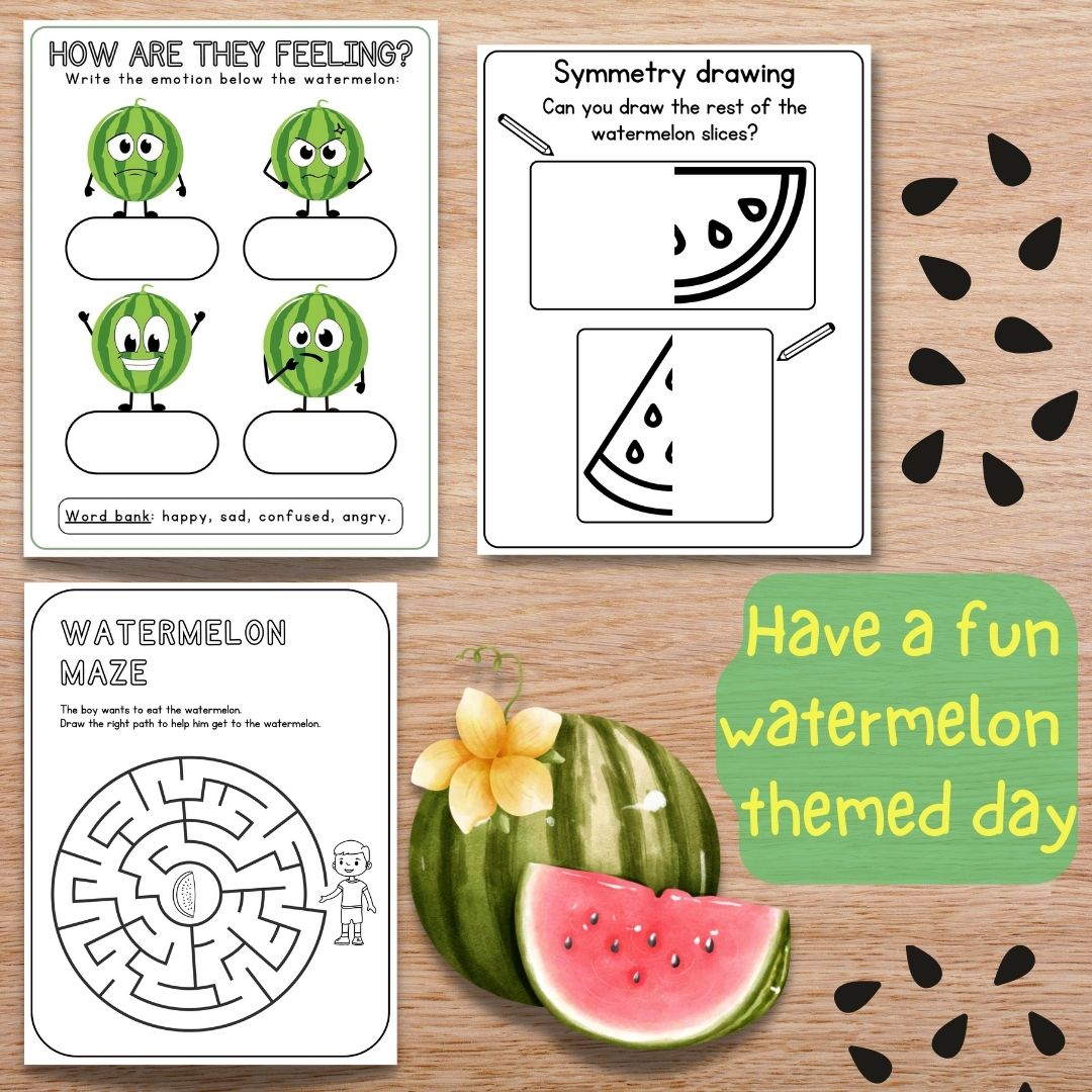 16 pages of watermelon themed printables,math,english & drawing for ...