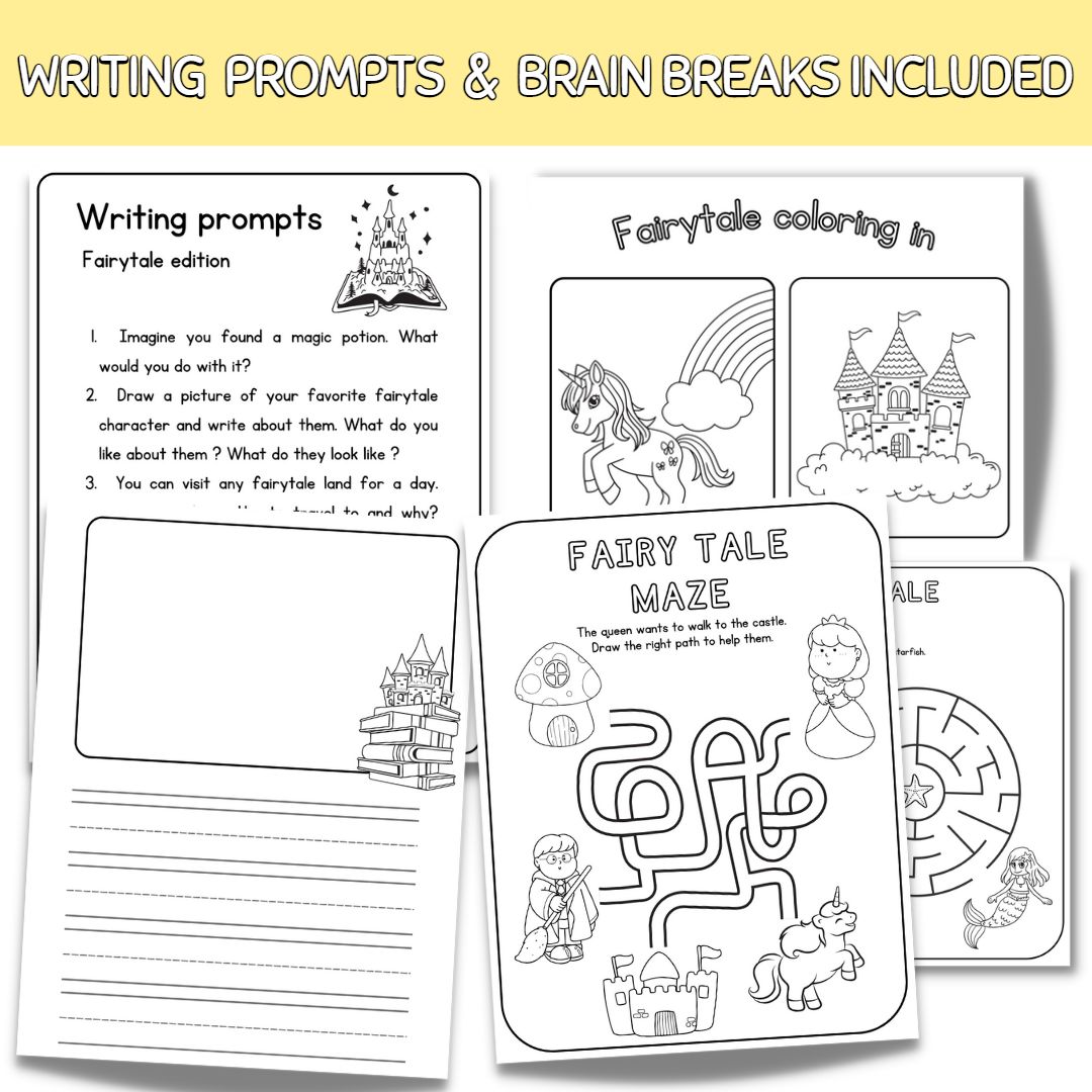 20 pages of fairy tale themed printables,math english and art included ...