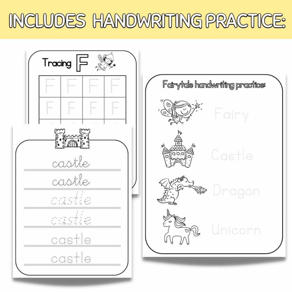 20 pages of fairy tale themed printables,math english and art included ...