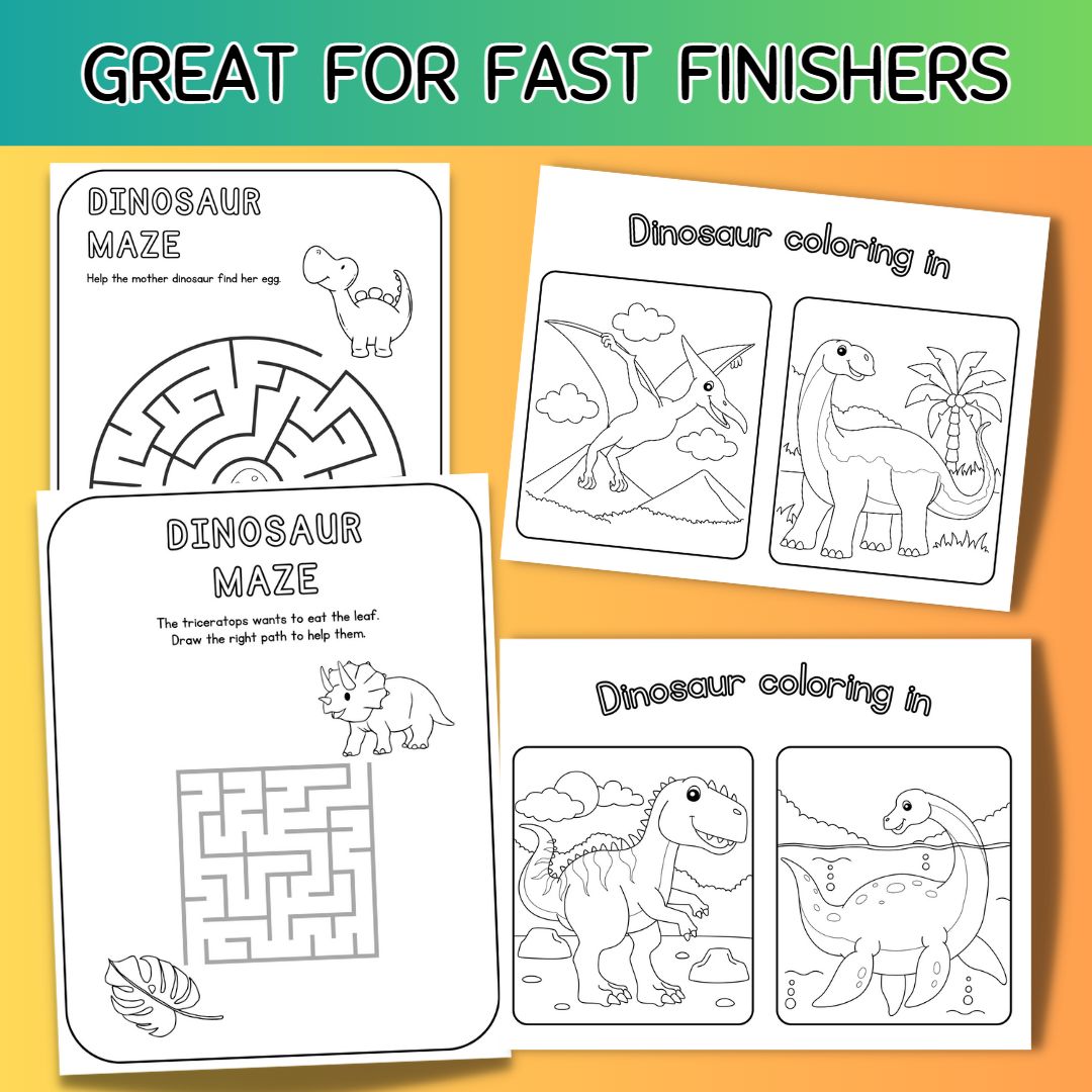 20 pages of dinosaur themed printables,math,english & drawing for ...