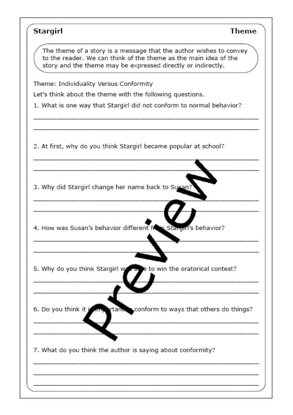 Jerry Spinelli "Stargirl" worksheets | Made By Teachers