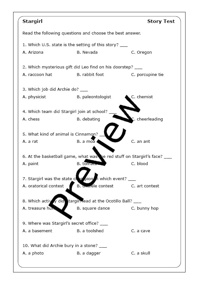 Jerry Spinelli "Stargirl" worksheets | Made By Teachers