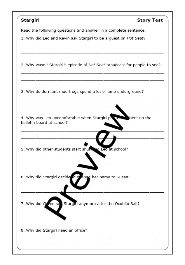 Jerry Spinelli "Stargirl" worksheets | Made By Teachers