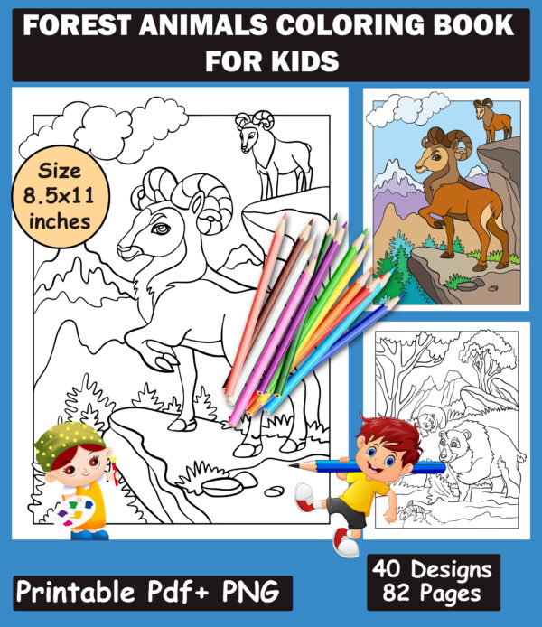 Printable Forest Animals Coloring Book For Kids - Relieve stress Relax ...