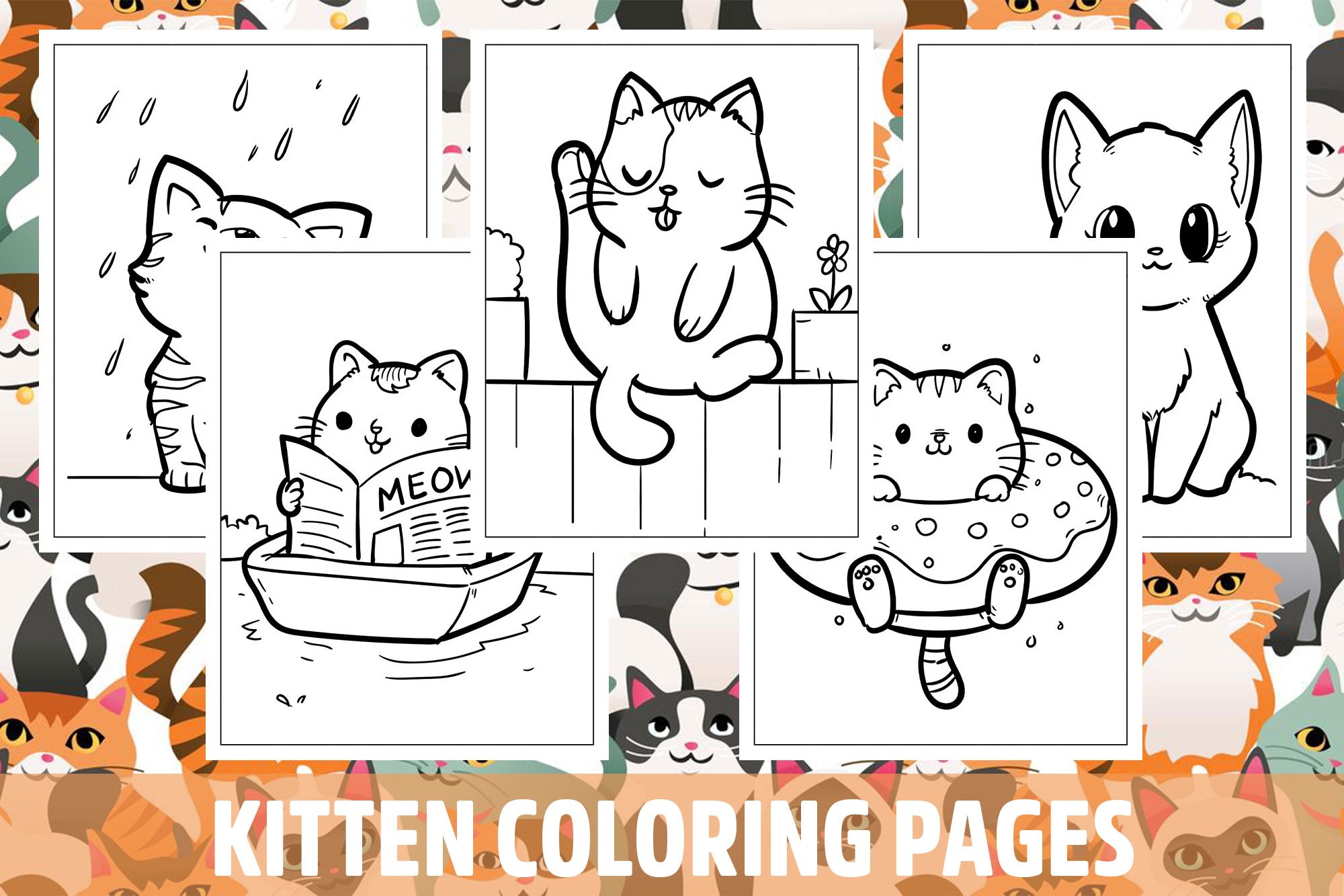 Kitten Coloring Pages for Kids, Girls, Boys, Teens Birthday School ...