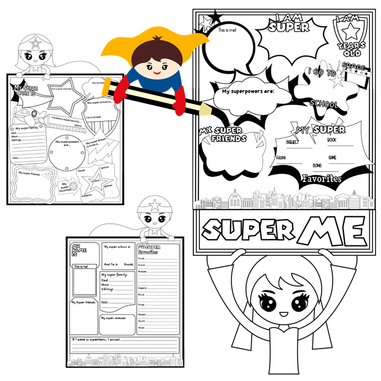 All About Me - Back To School Worksheets (Superhero Themed) | Made By ...