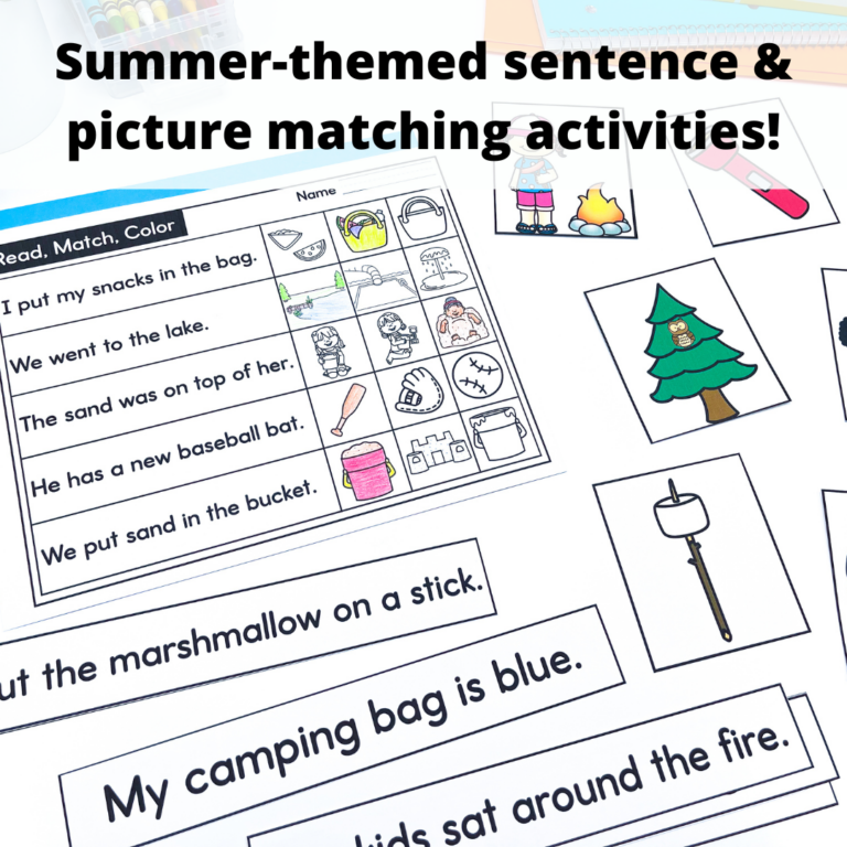 Reading Comprehension - Sentence & Picture Matching Activities for ...