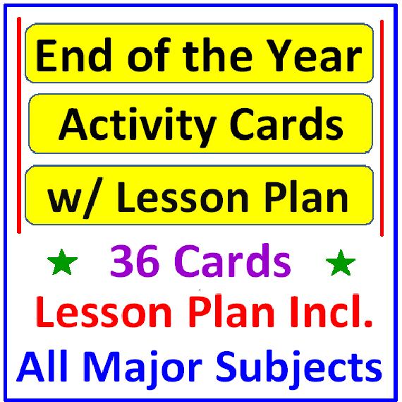 End of the Year Activity Cards WITH Lesson Plan (36 Cards PLUS Lesson ...