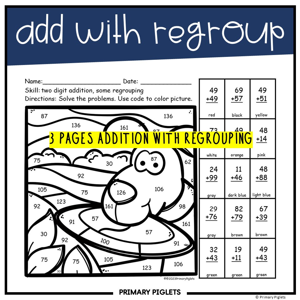 Summer 2 digit Addition & Subtraction Color by Number Code | Made By ...