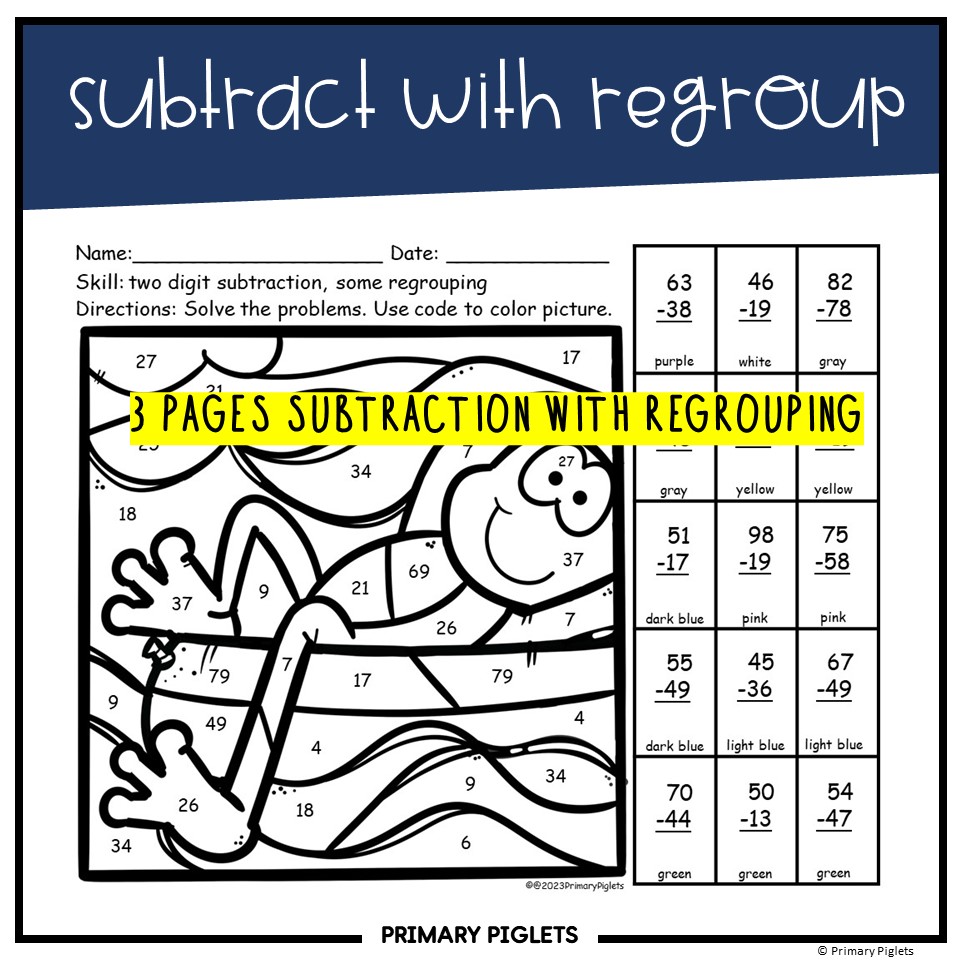 Summer 2 digit Addition & Subtraction Color by Number Code | Made By ...