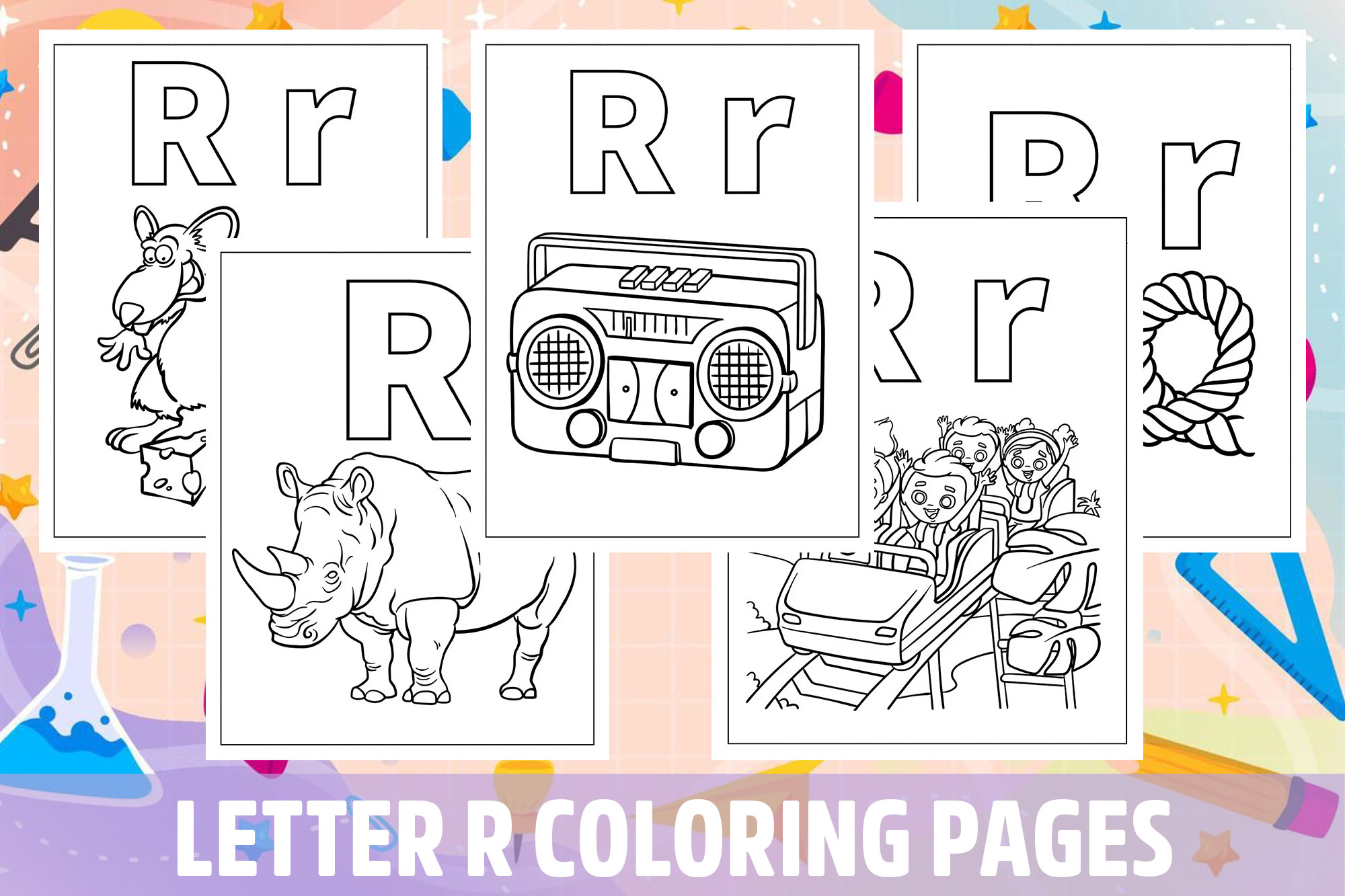 Letter R Coloring Pages for Kids, Girls, Boys, Teens Birthday School ...