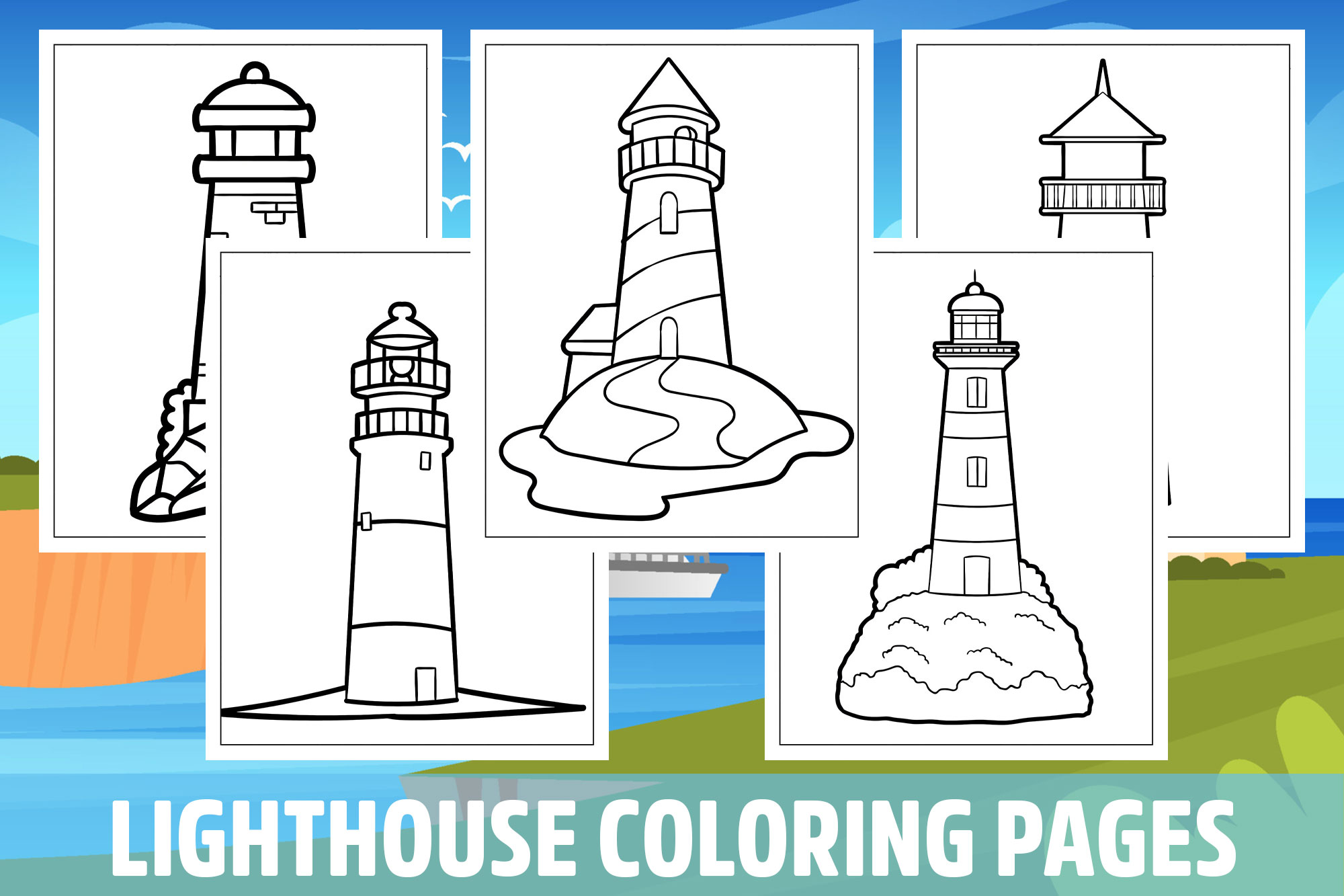 Lighthouse Coloring Pages for Kids, Girls, Boys, Teens Birthday School ...