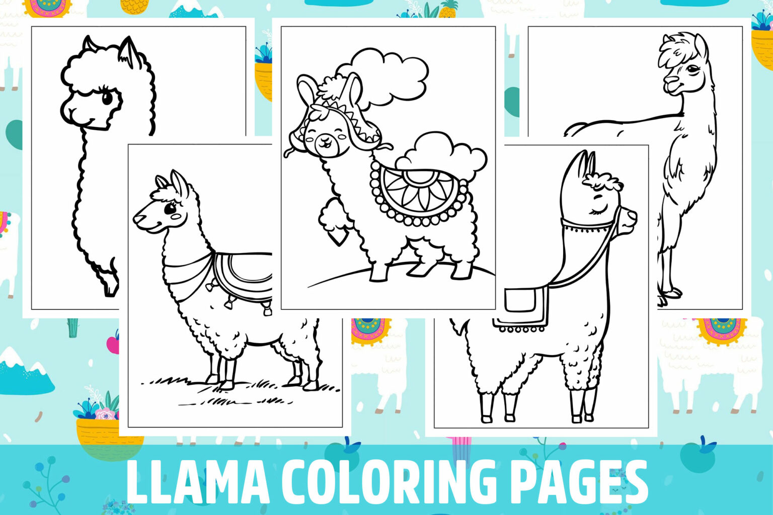 Llama Coloring Pages for Kids, Girls, Boys, Teens Birthday School ...
