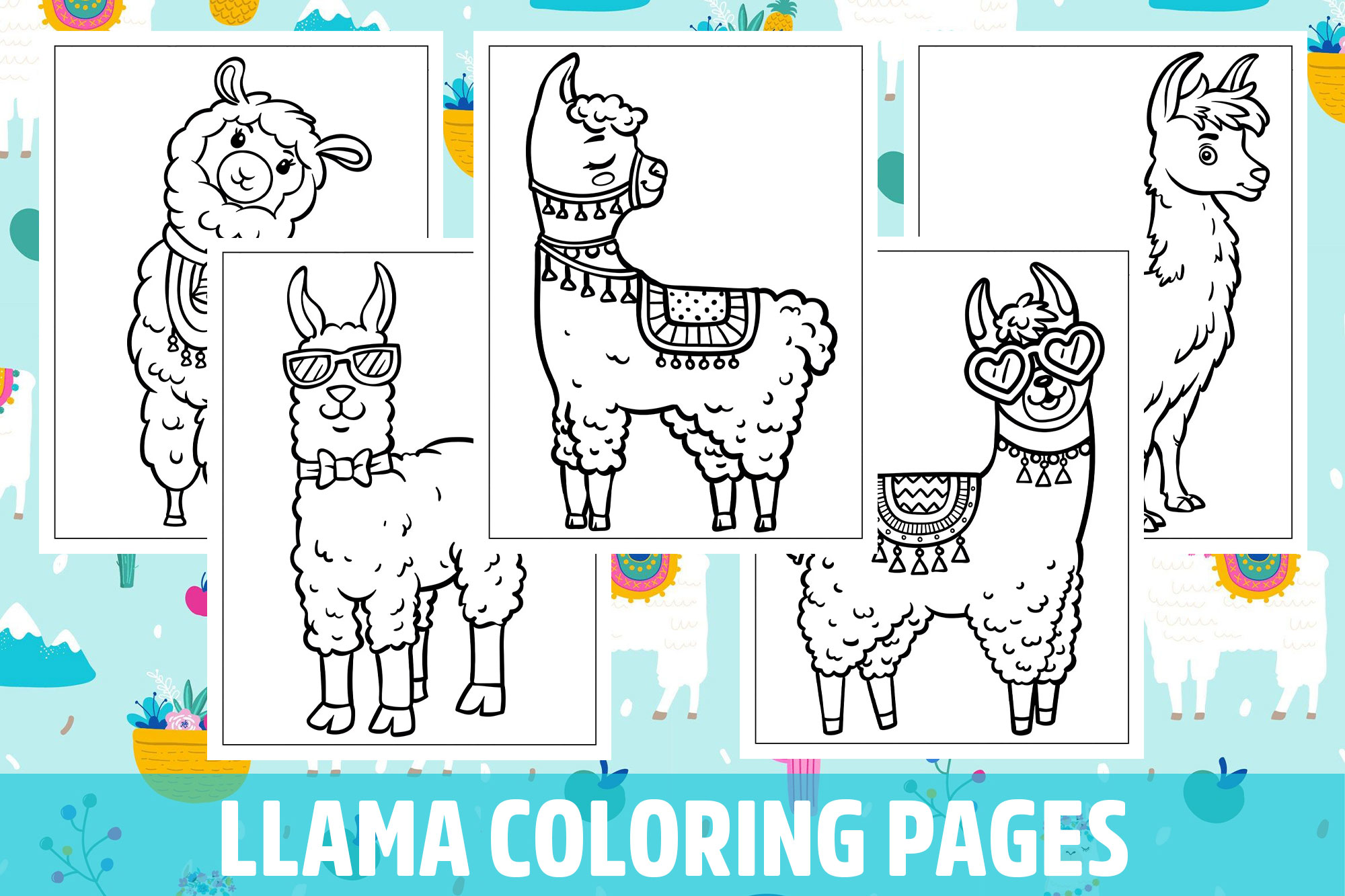 Llama Coloring Pages for Kids, Girls, Boys, Teens Birthday School ...
