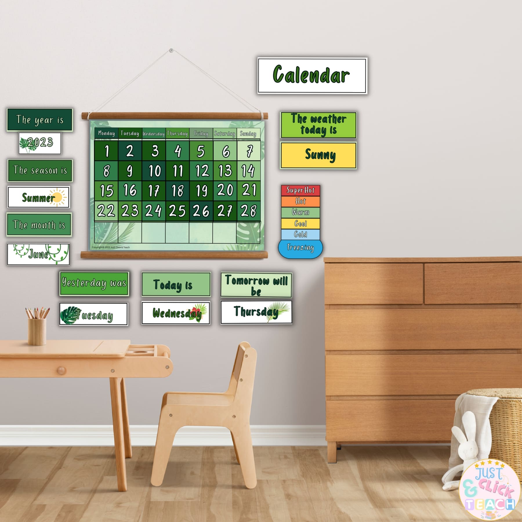 Classroom Calendar & Weather Display| Interactive CalendarWeather Chart ...