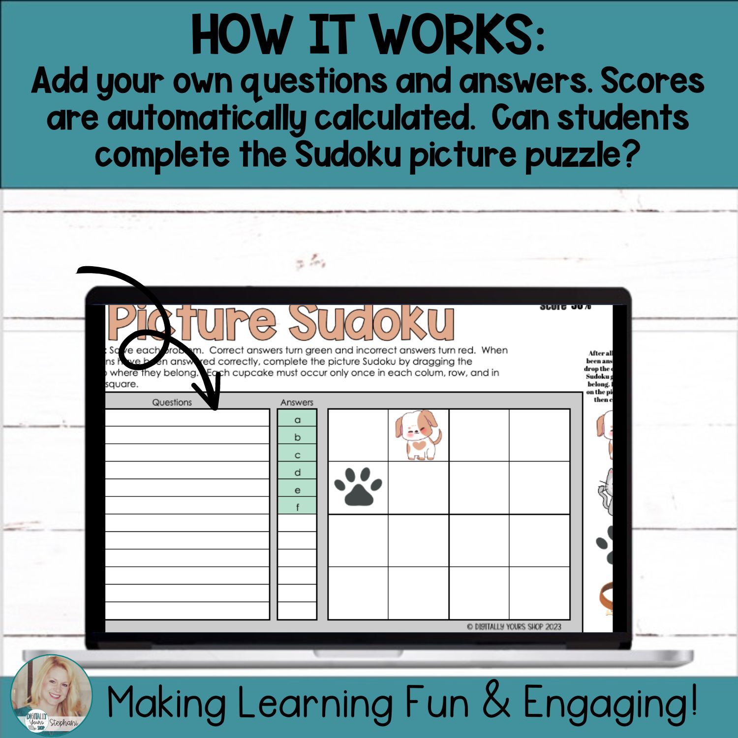 Editable Customizable Self-Checking Template Digital Activity Picture ...