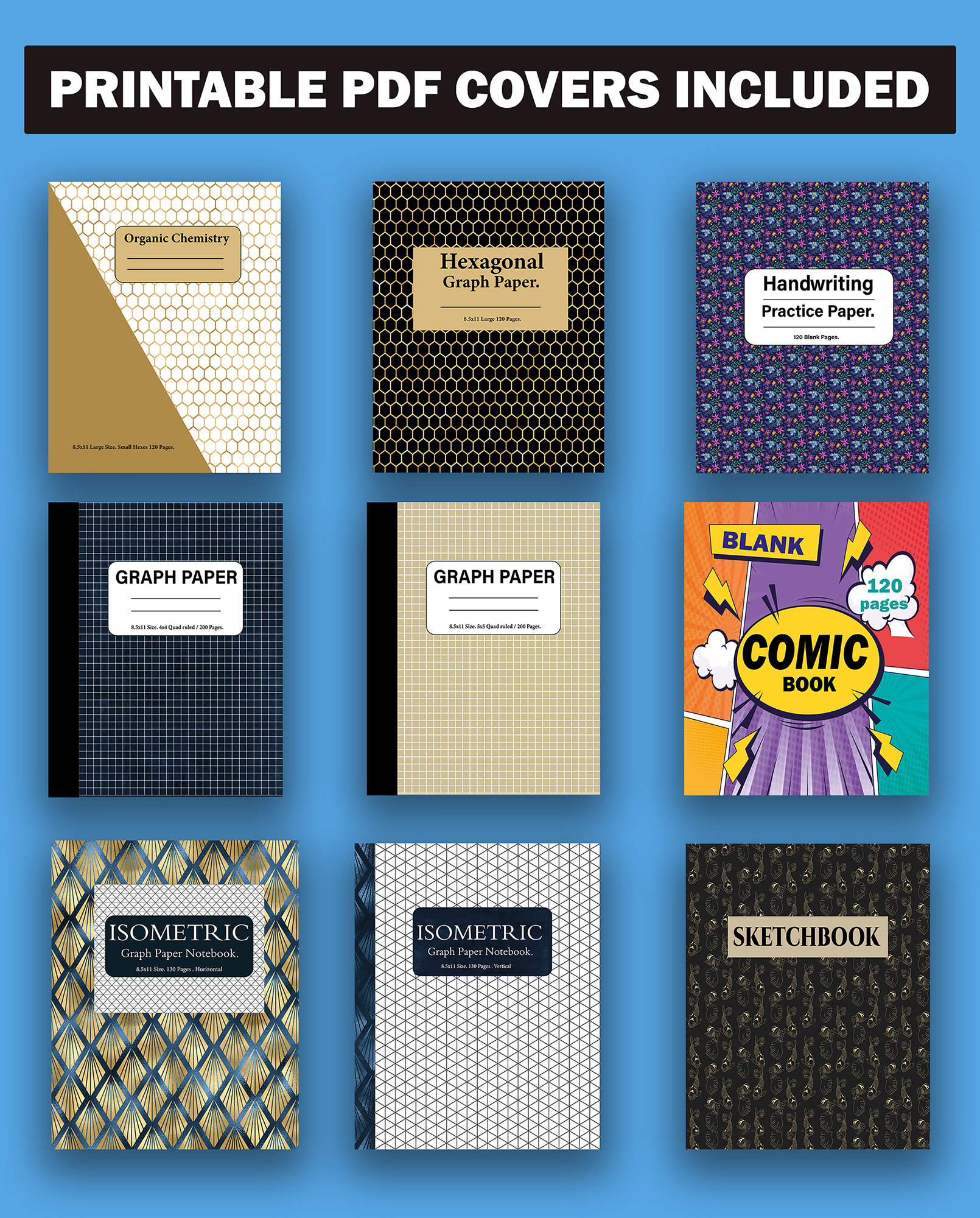 No Content Blank Notebooks Bundle Ready To Print With Cover Included ...