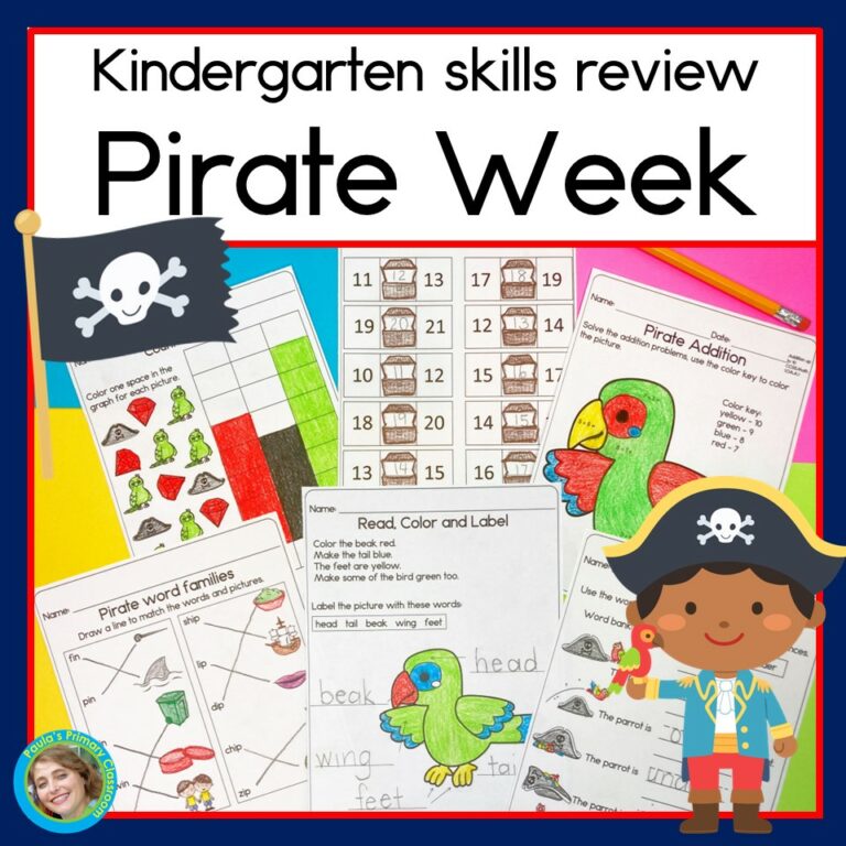 Kindergarten Summer Review Packet End of the Year Pirate Math and ...