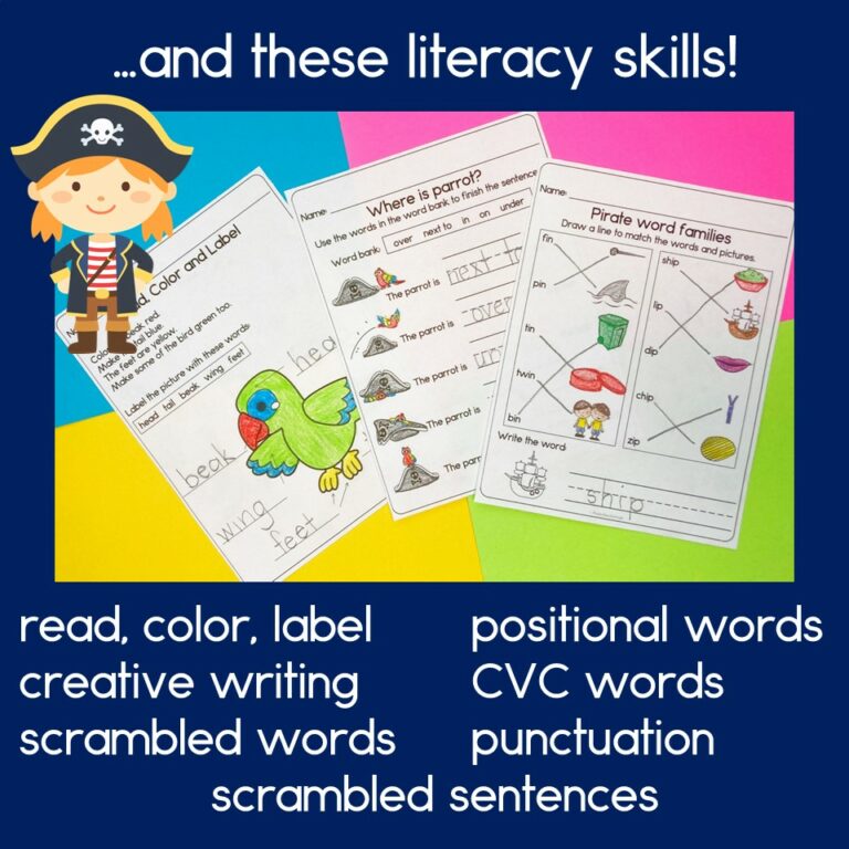 Kindergarten Summer Review Packet End of the Year Pirate Math and ...
