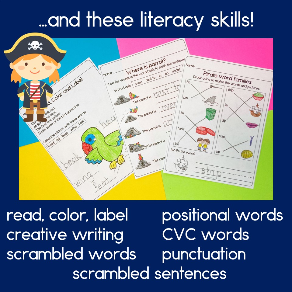 Kindergarten Summer Review Packet End of the Year Pirate Math and ...