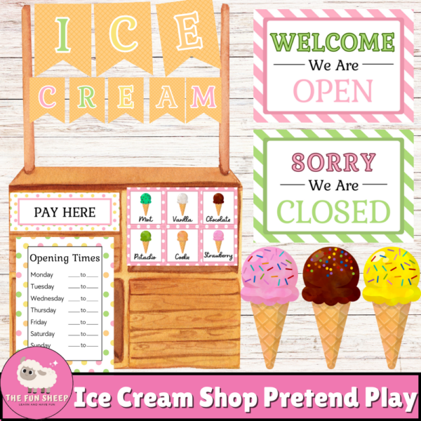 Ice Cream Shop Pretend Play | Dramatic Play Center - Preschool Sensory ...