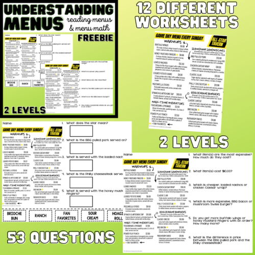 Understanding Menus BUNDLE - Reading Menus & Menu Math - Life Skills ...