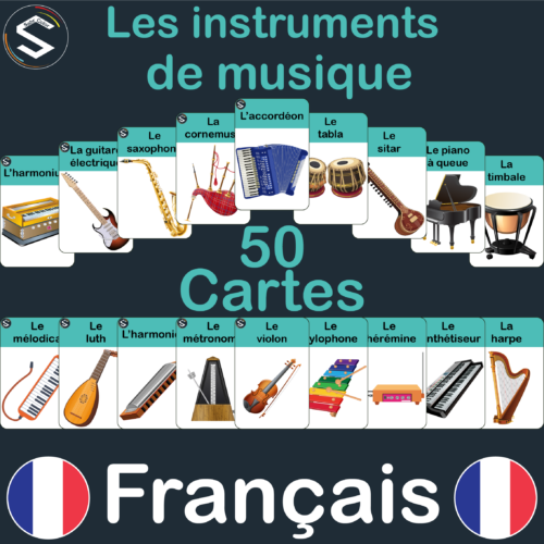 FRENCH Music Vocabulary Flashcards | vocabulaire de la musique (9x6cm ...