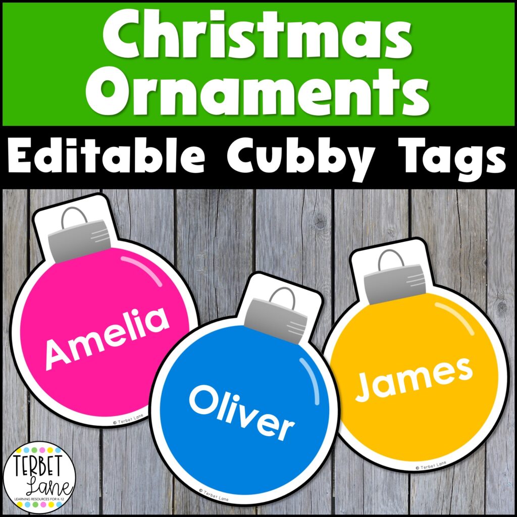 Editable Christmas Ornament Cubby Tags | Locker Labels | Made By Teachers