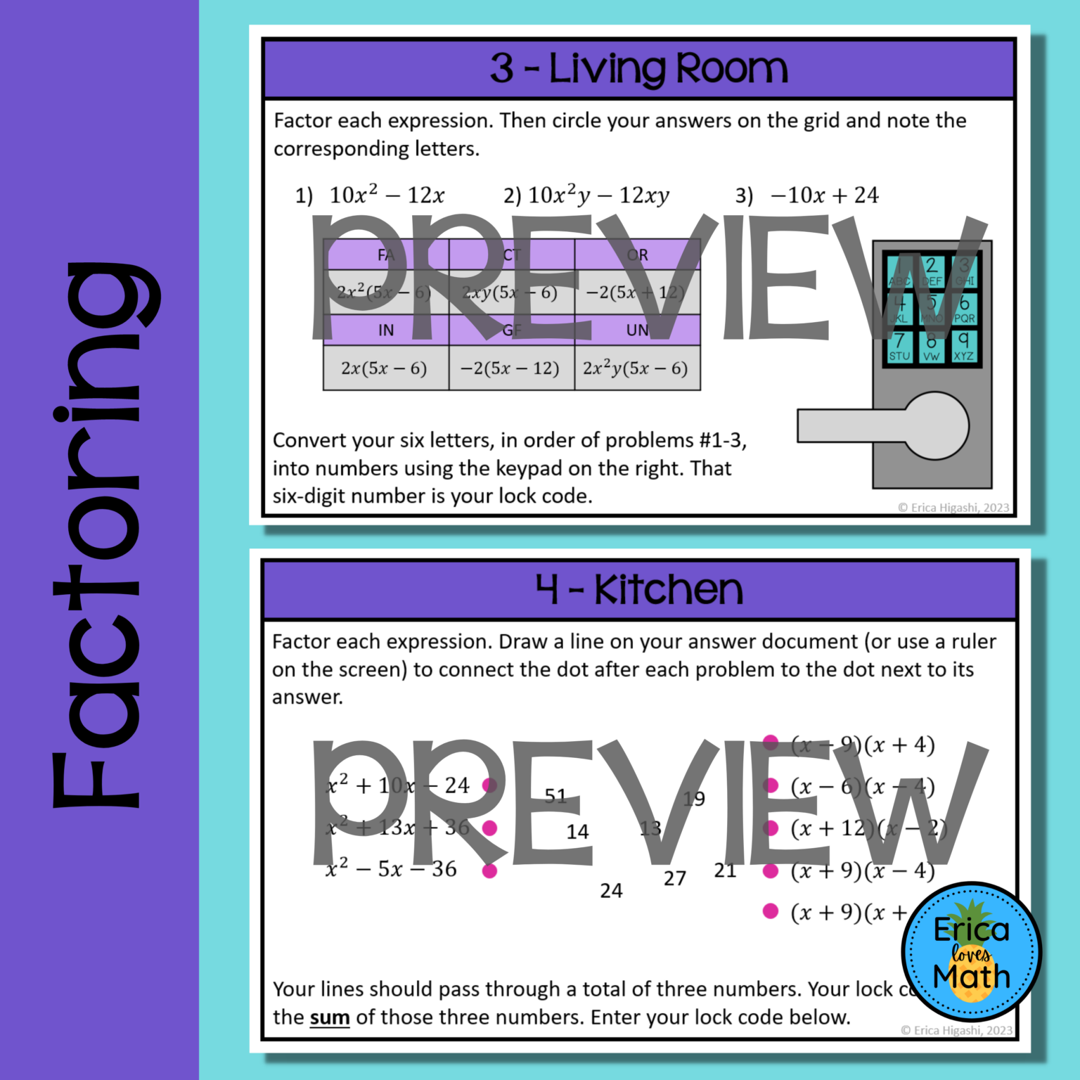 Factoring Review Escape Room Activity (Digital & Printable) | Made By ...