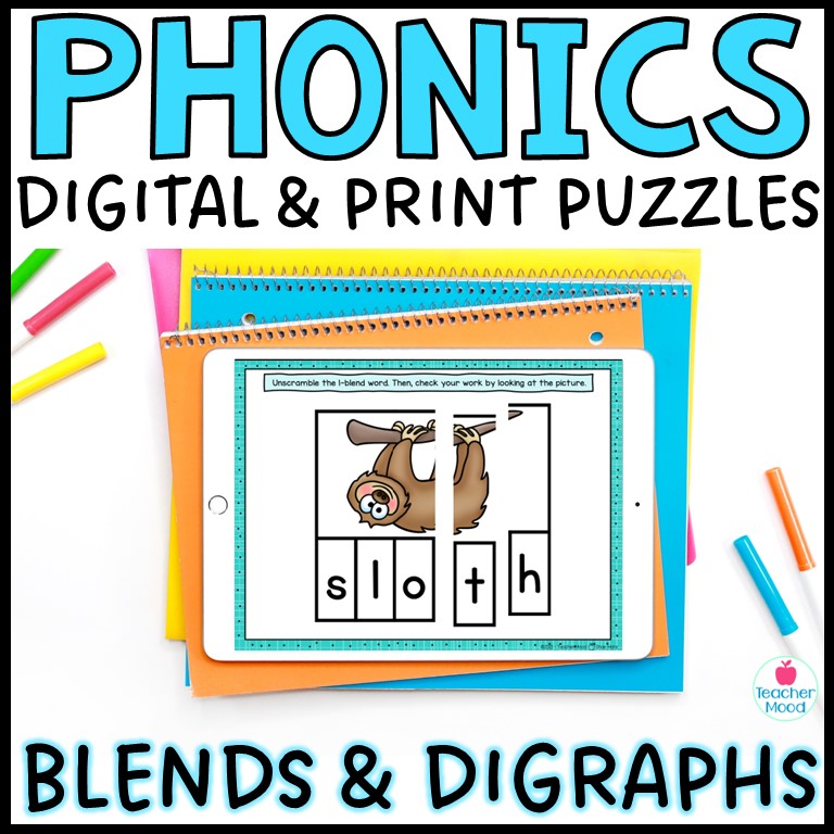 Blends and Digraphs Phonics Games | Phonics Word Work Puzzles | Made By ...